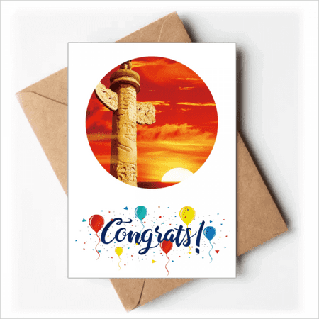 Red Sun Sky Ornamental Column China Wedding Cards Congratulations ...