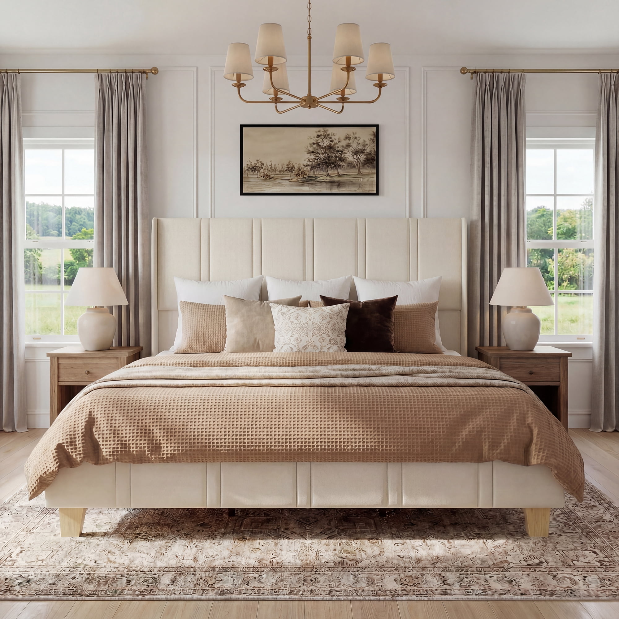 GUNAITO King Bed Frames with 50.8" Tall Headboard Upholstered Bed Frame ...