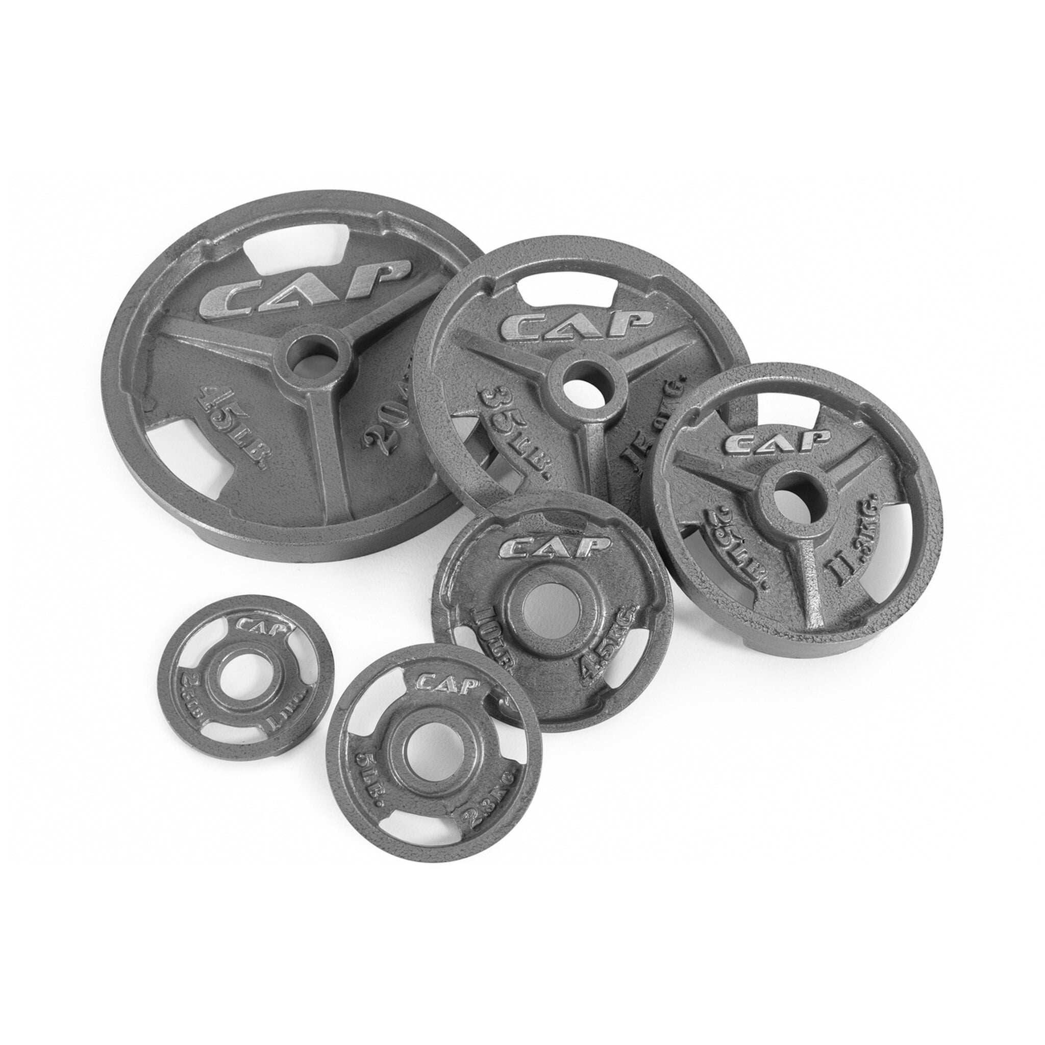 CAP Barbell 2'' Machined Olympic Grip plate, Gray 2.5lbs - 45lbs ...