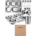 20 Pcs 304 Stainless Steel Plates and Bowls Sets with Cups, Spoons ...