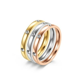 Women's Stainless Steel Multi-Color Stacking Rings, Set of 5 - Walmart.com