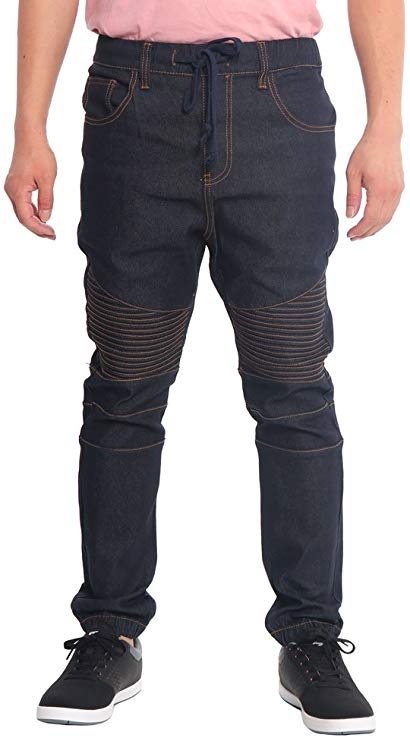 Victorious Biker Raw Denim Jogger Pants, Raw Denim Indigo/Timber - Small - Walmart.com
