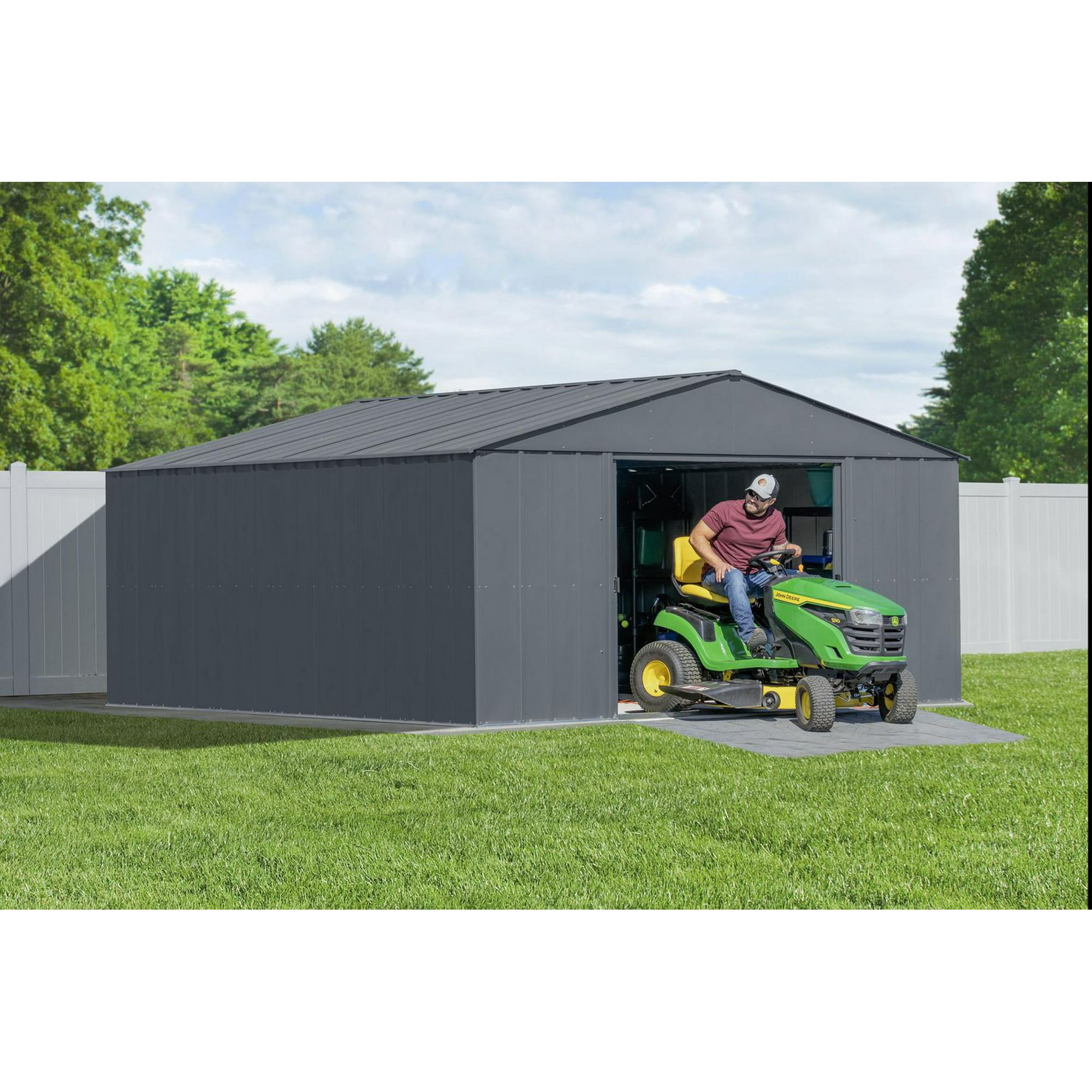 Click here for Arrow Classic Metal Shed  14 X 14  Charcoal 14 Ft prices