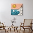Canvas Print Wall Art Sunny Sailboat on Geometric Sea Print Colorful ...