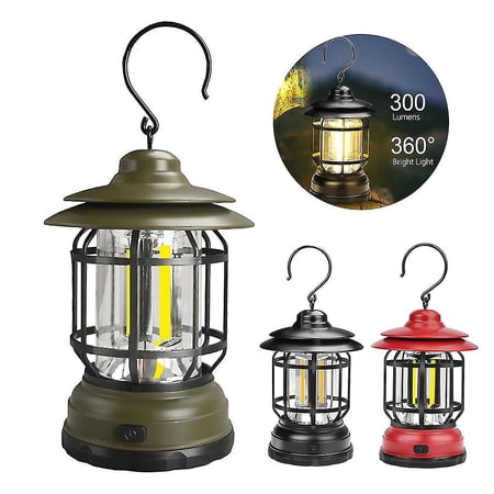 Outdoor Retro Campsite Lantern Cob Camping Light Tourist Tent Gas Led ...