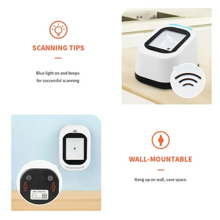 Wired Barcode Scanner USB Versatile Scanning Hands-free Scan QR Code 1D ...
