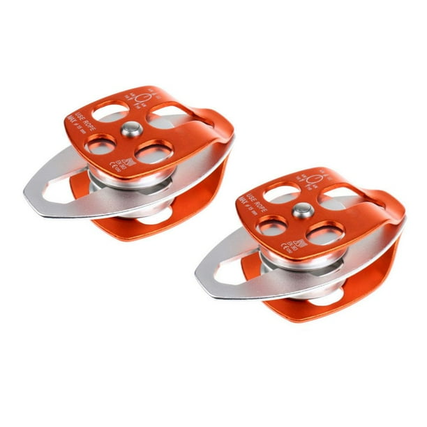 Transemion 2 Pieces Rock Climbing Dual Side Pulley with Swivel Plate ...