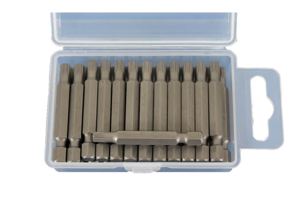 TEMO 25 pc M5 Spline 12 point 2 Inch (50 mm) Screwdriver Insert Bits ...