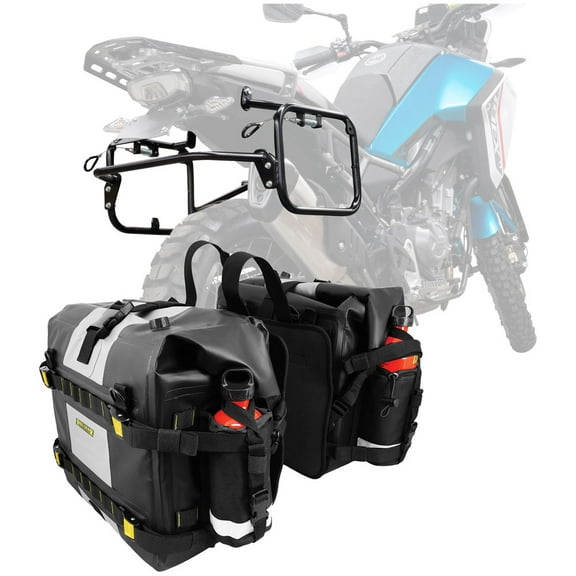 TUSK Pannier Racks with Nelson Rigg Hurricane Dry Saddlebags Black for ...