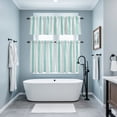 Abstract Teal Stripes Kitchen Curtains Set for Windows, Rustic Green ...