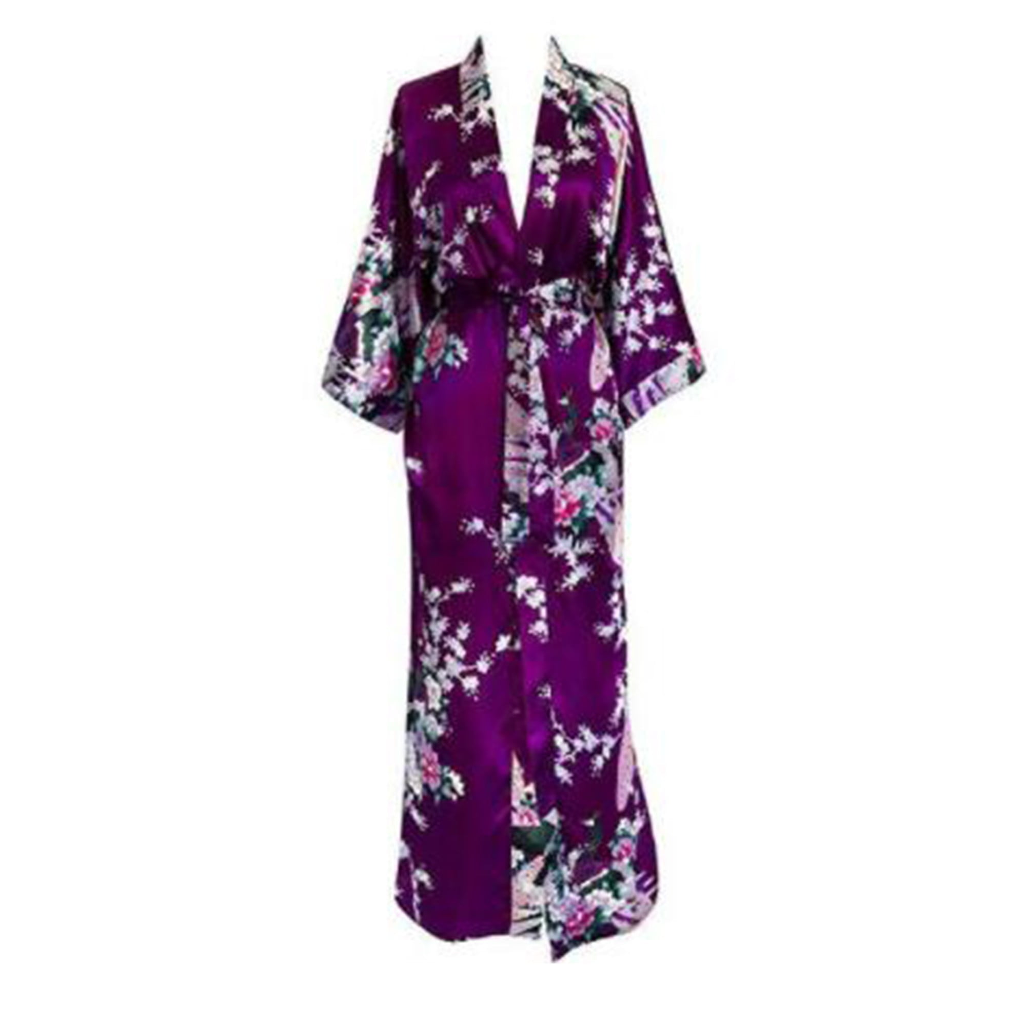 Click here for Tralilbee Womens Chinese Robe Peacock Floral Print... prices