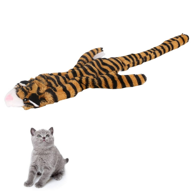 Stuffingless Dog Toys with Squeaker Durable No Stuffing Dog Squeaky Toys Flat Skinny Tiger Plush Dog Chew Toys for Dogs Cats Walmart