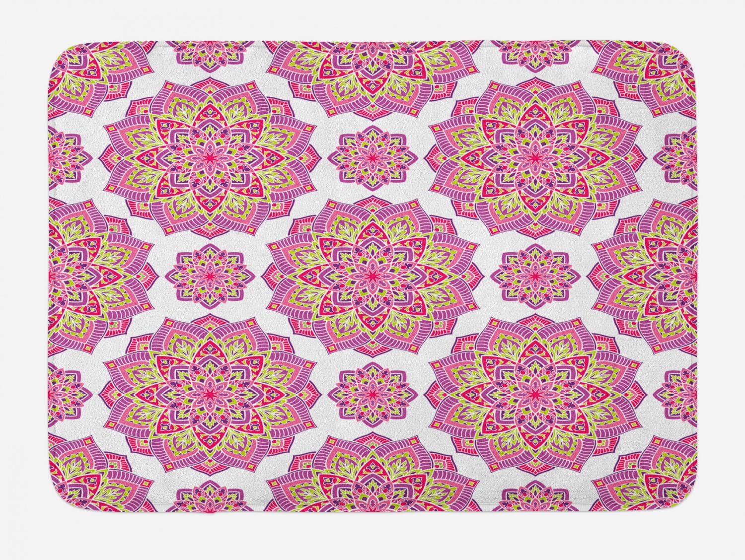 Purple Mandala Bath Mat, Shabby Chic Lotus Flower Style Meditation ...