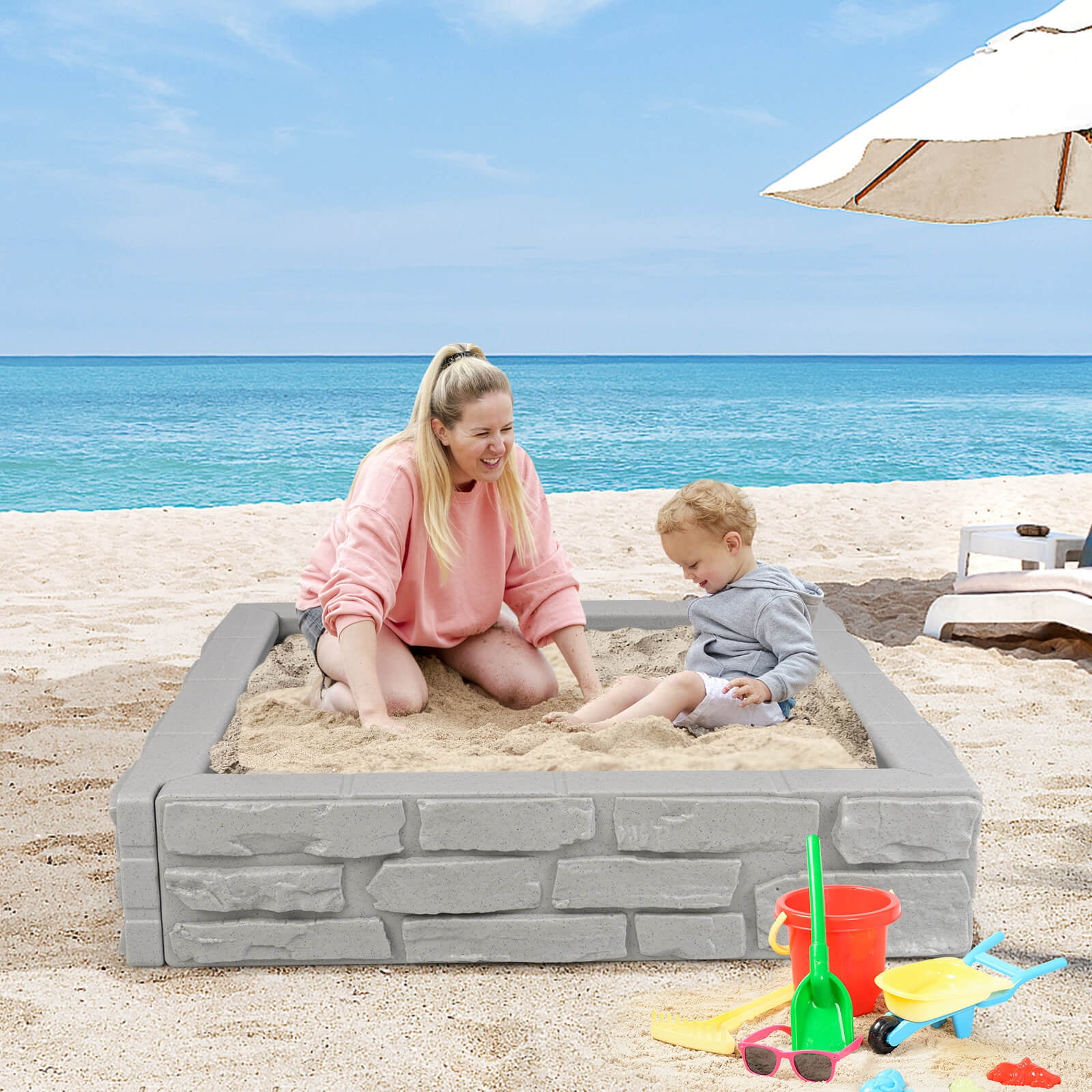 Click here for Costway Kids Sandbox With Cover Bottom Liner Backy... prices