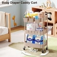 3 Tier Khaki Metal Utility Rolling Cart, Storage Cart with Handle and ...