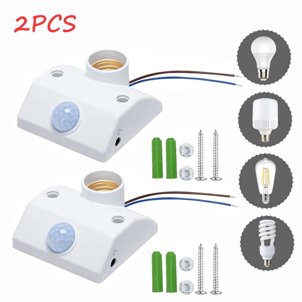 Dsseng 2Pcs Human Body Induction Lamp Bulb Holder, Infrared Motion PIR ...