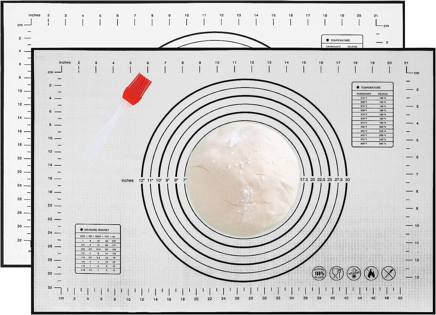Silicone Pastry Mat Large 2 Pack Non Stick Baking Mat with Measurement ...