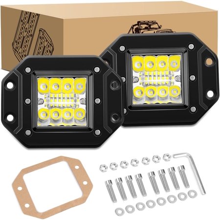 Flush Mount LED Pods 2PCS 42W Led Light Bar Upgraded Spot Flood Combo ...