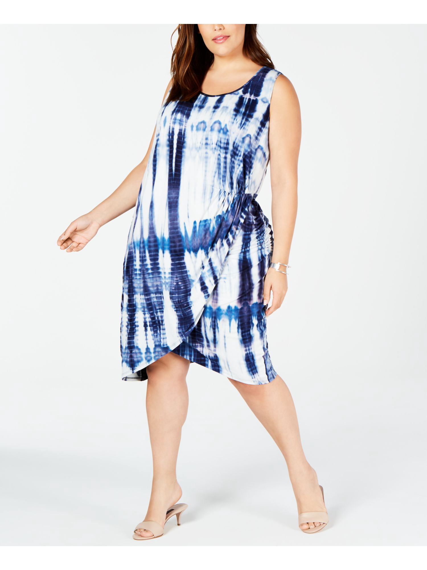 Love Squared - LOVE SQUARED Womens Navy Tie Dye Sleeveless Scoop Neck ...