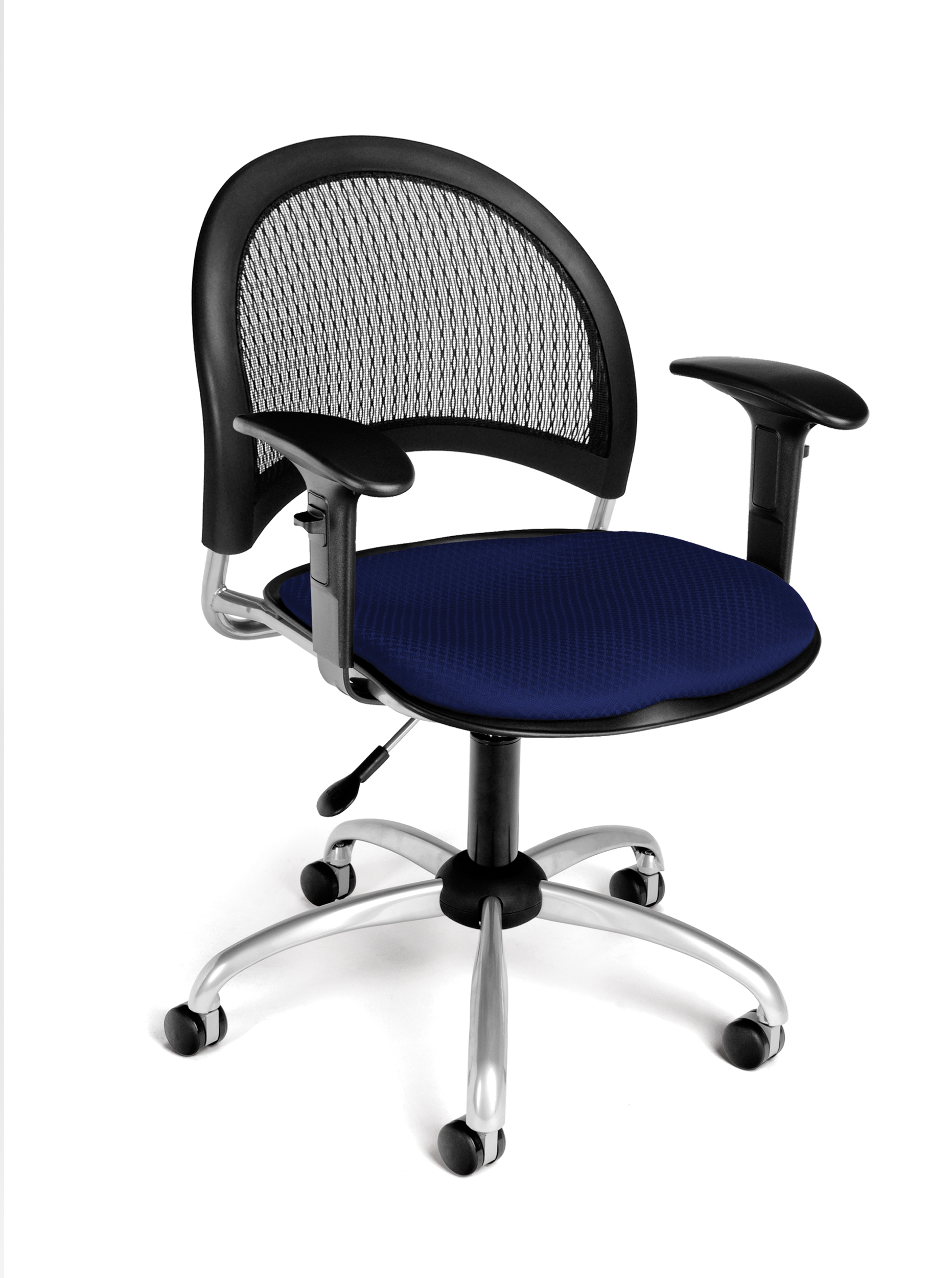 OFM Moon Series Model 336-AA3 Fabric Swivel Task Chair with Arms, Navy ...