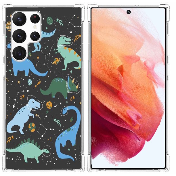 Space Dinosaurs Case for Samsung Galaxy S23 Ultra,Aesthetic Art Design Pattern Soft TPU Bumper ...
