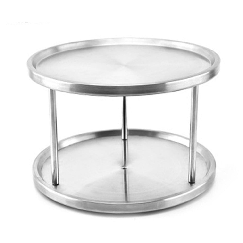 Sleek and 2 Tier Stainless Steel Spice Rack Turntable Holder for ...