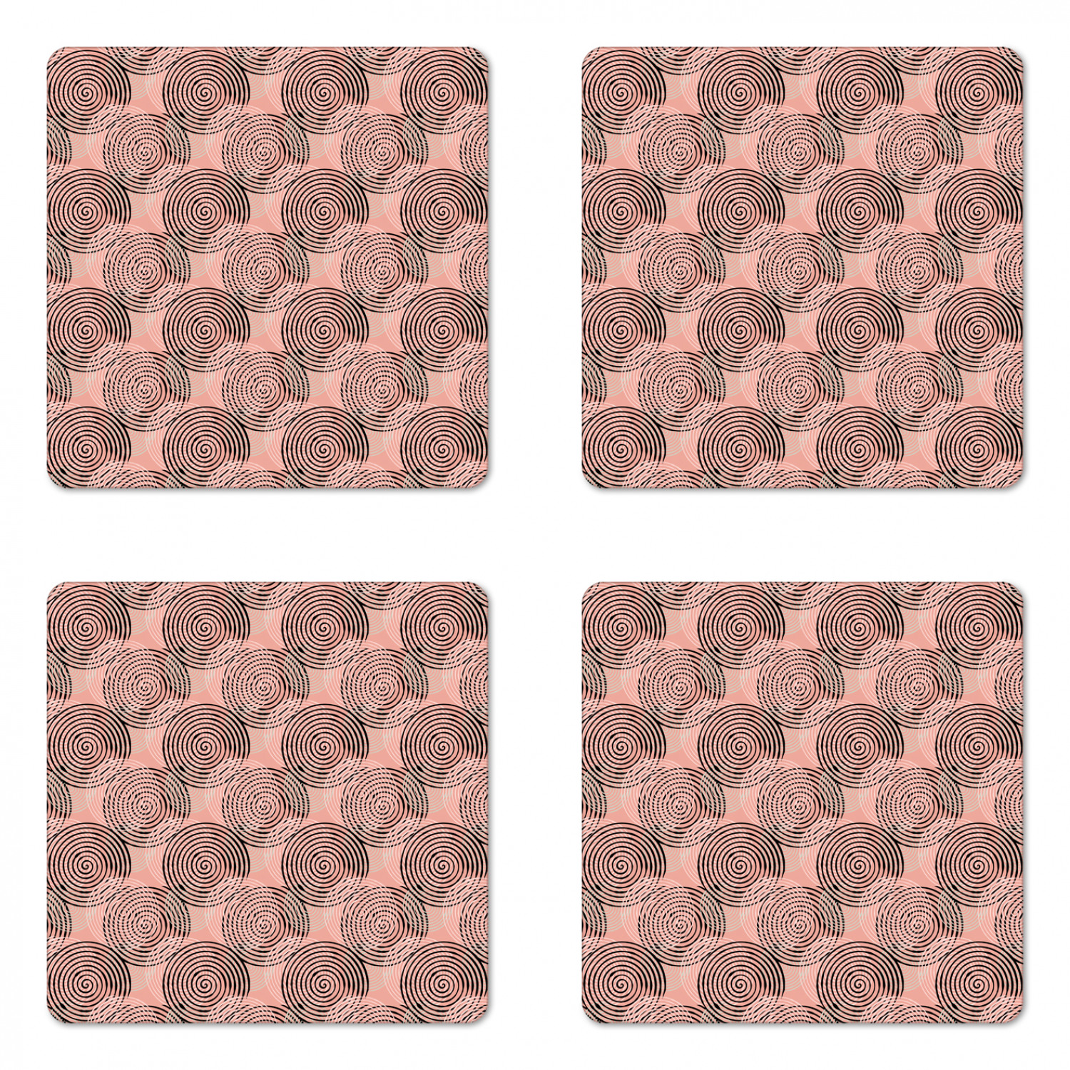 Geometric Coaster Set of 4, Hypnotic Vortex Design Overlapping Spiral ...