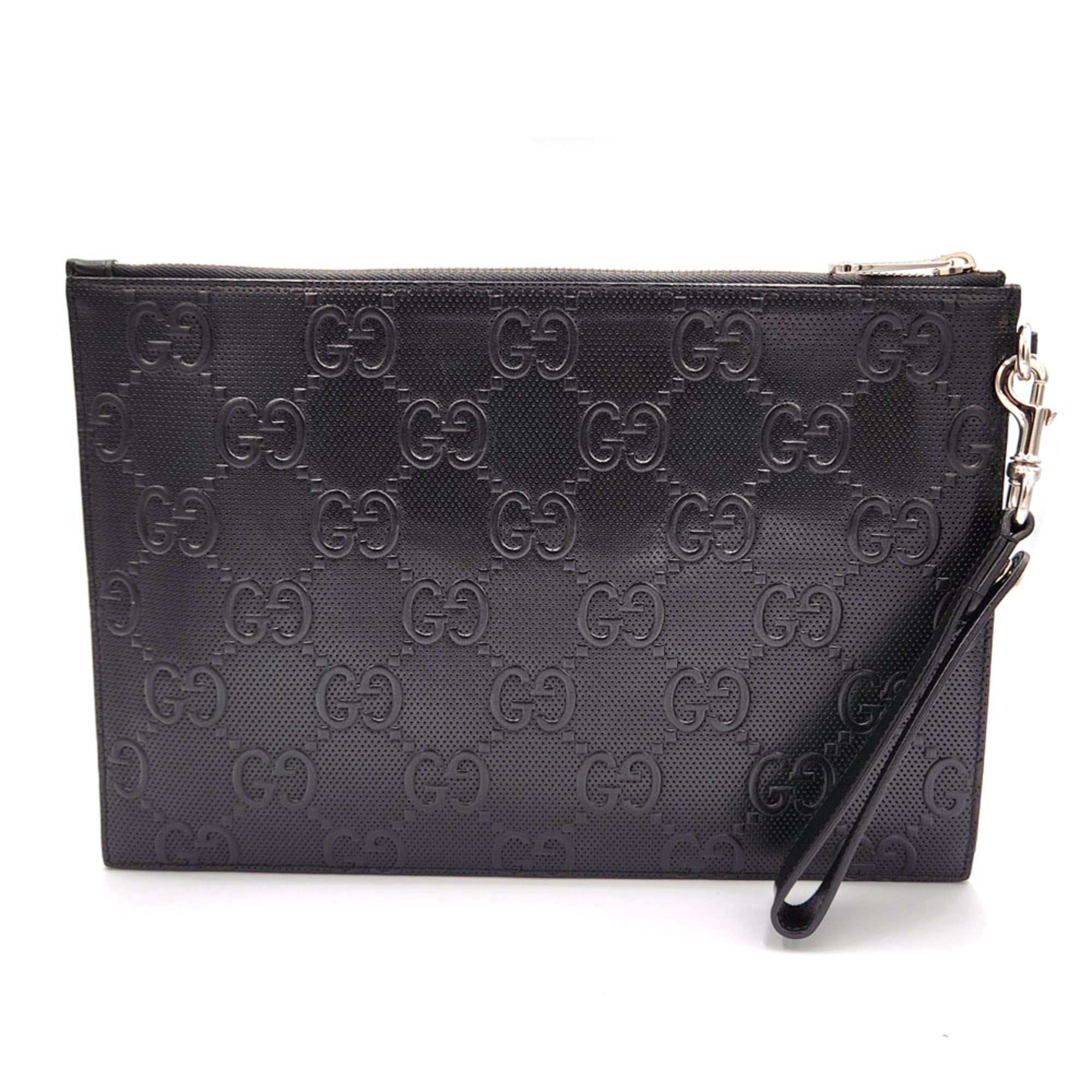 Pre-Owned GUCCI GG embossed clutch bag 625569 black leather second for ...