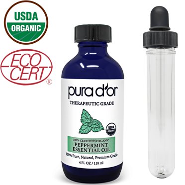 Peppermint Essential Oil - 1 fl oz (30 ml) Glass Bottle w/ Euro Dropper ...