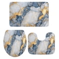 Abstract Marble Bathroom Rugs Set Blue Gray Gold Gradient Texture Non ...