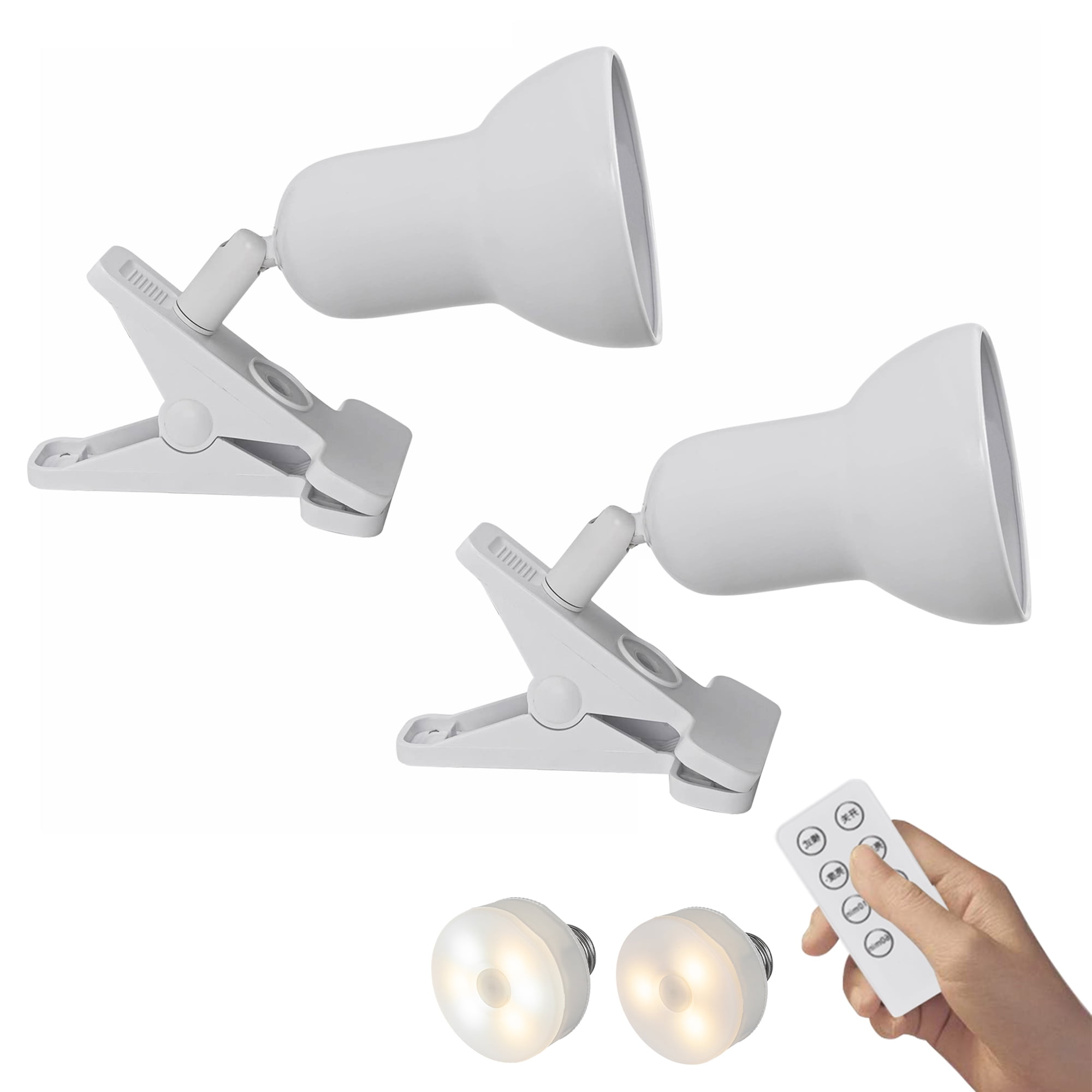 Kiven Battery Operated Clip on Spotlight with Remote, Set of 2 Dimmable ...