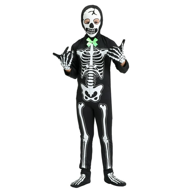URMAGIC Halloween Skeleton Outfit for Boys Kids Skeleton Costumes Glow ...
