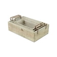 Set Of 3 Brown Wood Grain Rectangular Small Crate with Side Handles ...