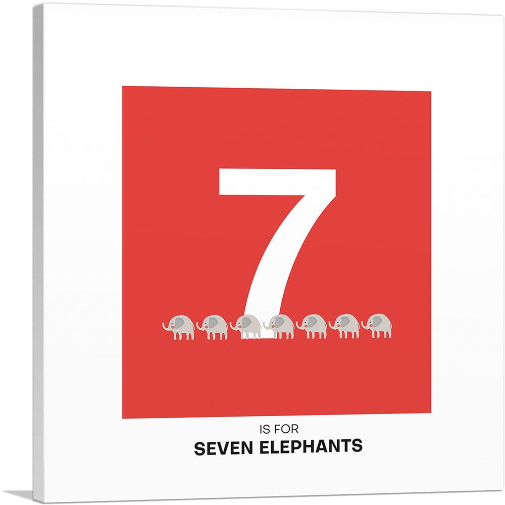 ARTCANVAS Kids Animal Alphabet Number 7 Seven Numeral Canvas Art Print ...