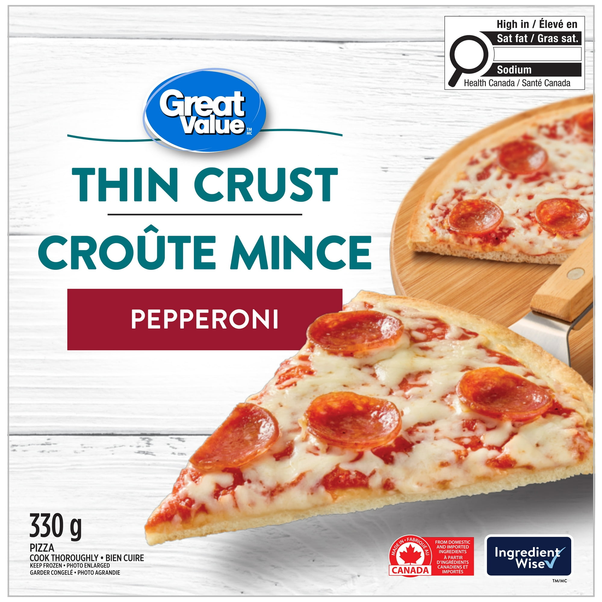 Click here for Great Value Thin Crust Pepperoni Pizza 330 prices