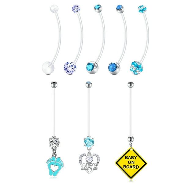 Briana Williams 14G Pregnancy Belly Button Rings 38mm Clear Acrylic ...