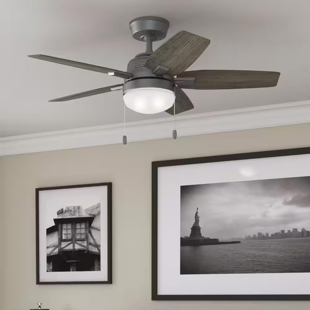 Restored Hunter Fan 44 inch Contemporary Matte Silver Indoor Ceiling ...