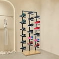 Black Iron 80x35x150cm Three-Row Single-Sided Shoe Rack 18-Bracket ...