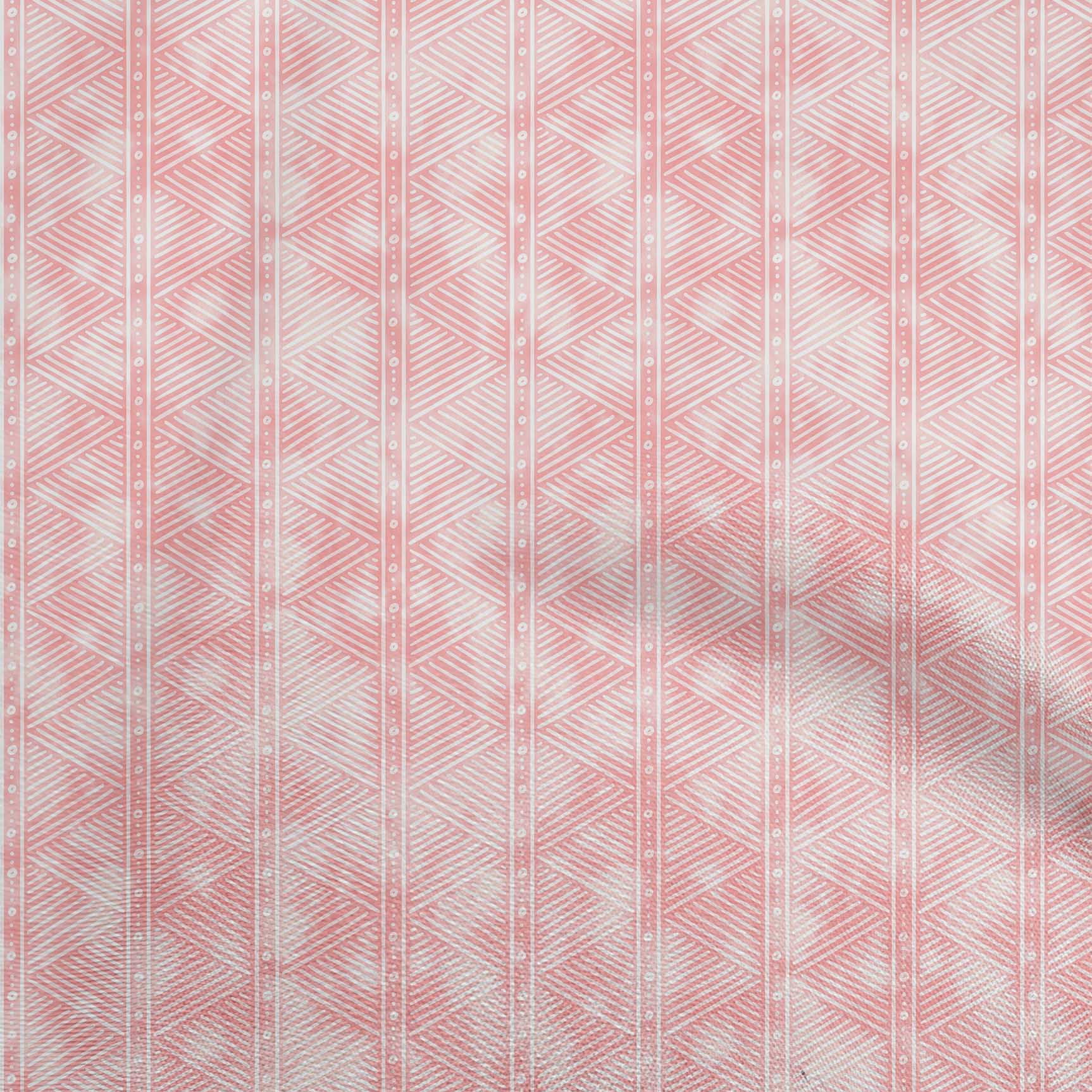 oneOone Cotton Poplin Light Pink Fabric Geometric Lines Fabric For ...