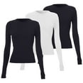 Conairie Womens Long Sleeve T Shirts Solid Color Slim Crew Neck Shirts ...