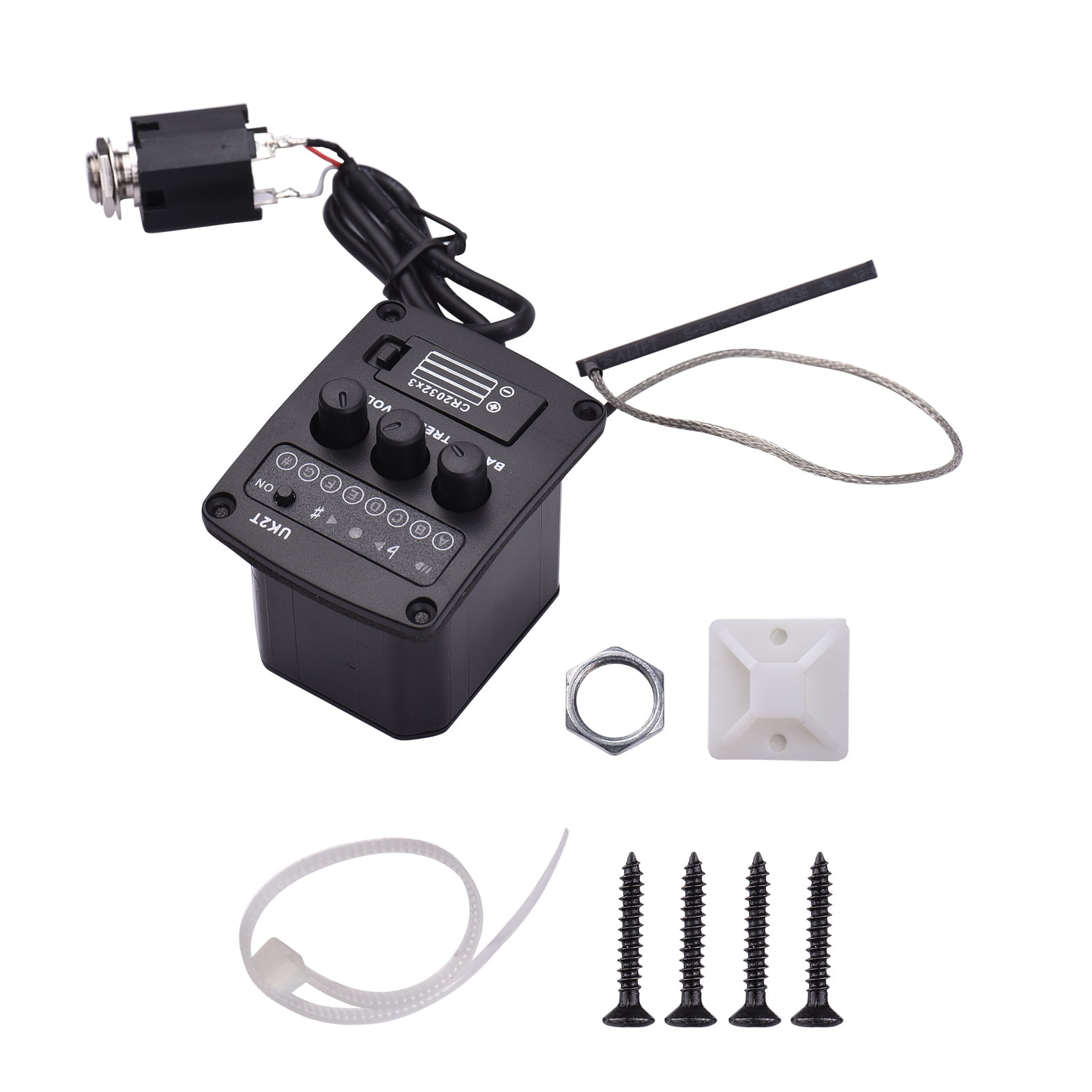 ammoon Ukulele Peizo Pickup Preamp Amplifier 2-Band EQ Equalizer Tuner ...