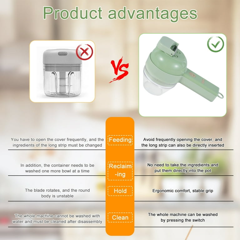 4 in 1 Handheld Electric Vegetable Cutter Set,Pcapzz Food 4 in 1 Handheld Electric Vegetable Cutter Set,Pcapzz Food