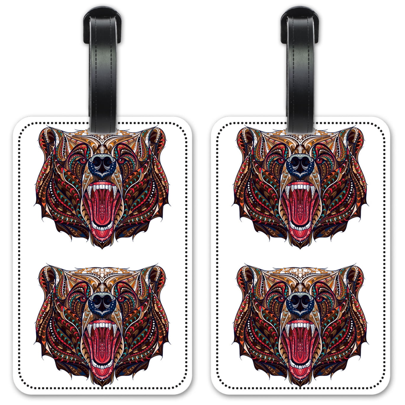 Symmetrical Bear - Luggage ID Tags / Suitcase Identification Cards ...