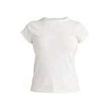 Free Assembly Women's Cap Sleeve T-Shirt, Soft Stretchy Cotton Spandex ...