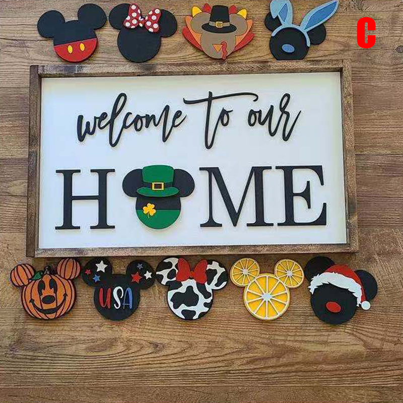 Welcome Door Sign Interchangeable Seasonal Home Sign Rustic Farmhouse ...