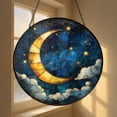 Moon and Star Stained Glass Suncatcher Window Hanging, Celestial Night ...