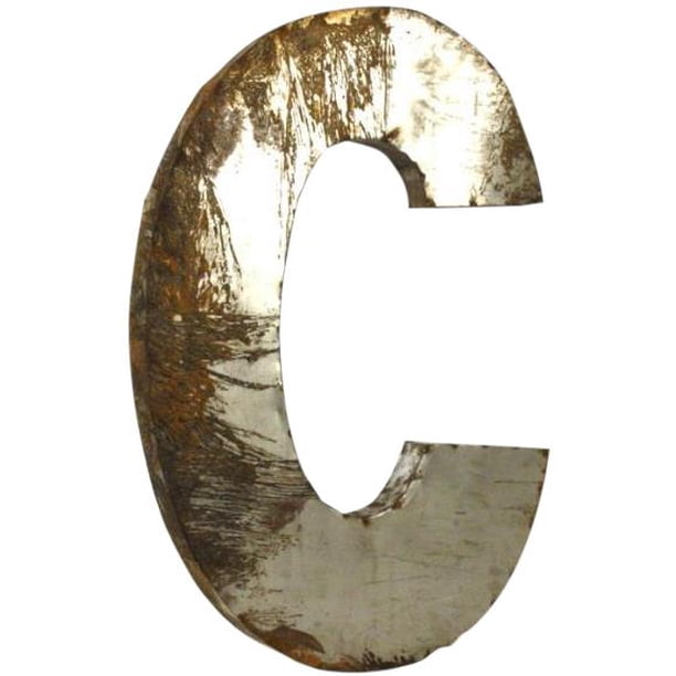 Accent Decor Sculpture Letter C Decorative Silver Metal Brass Bronze ...