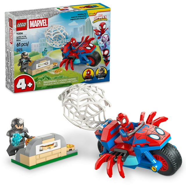 LEGO Marvel Spidey And His Amazing Friends Spidey on his Motorcycle vs ...