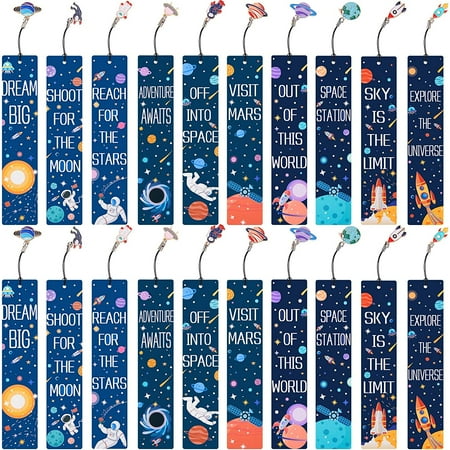 20 Sets Space Theme Bookmarks with Metal Charms Planetary Colorful ...