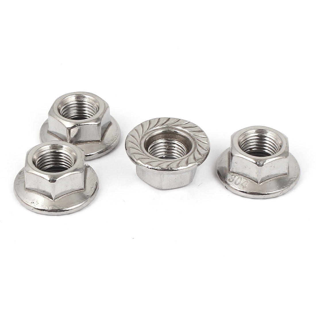 M10x1mm 304 Stainless Steel Serrated Hex Flange Lock Nuts 4pcs ...